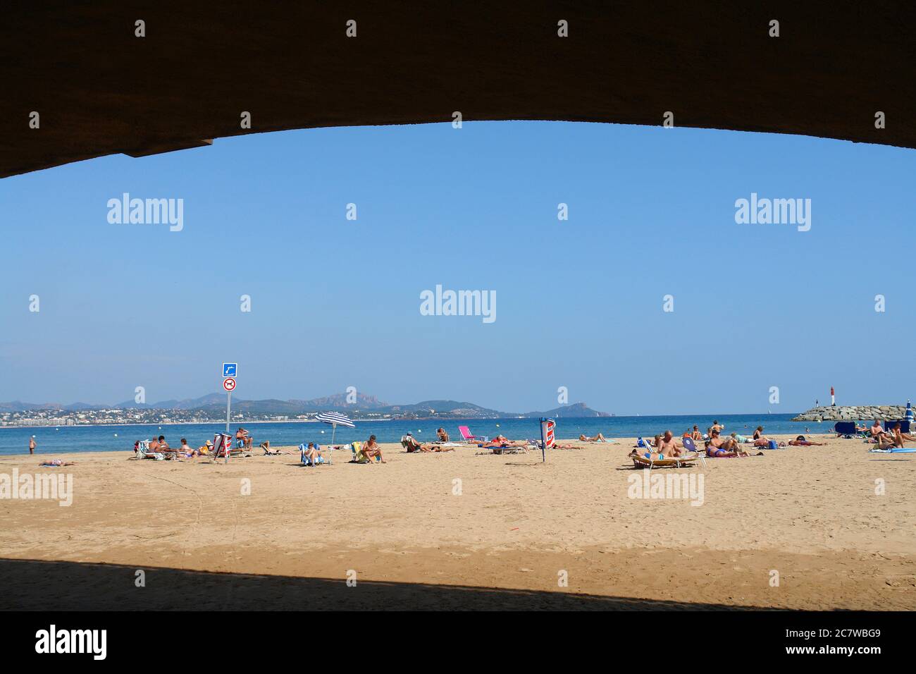 Beach of St Aygulf, a seaside resort in the Var region, located at the ...