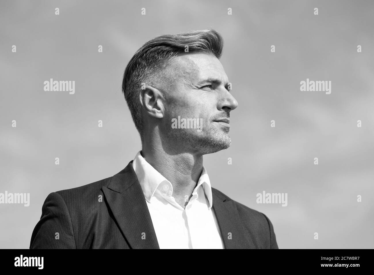 Lost in thoughts. Cognitive process. Intellectual work. Man stylish ...