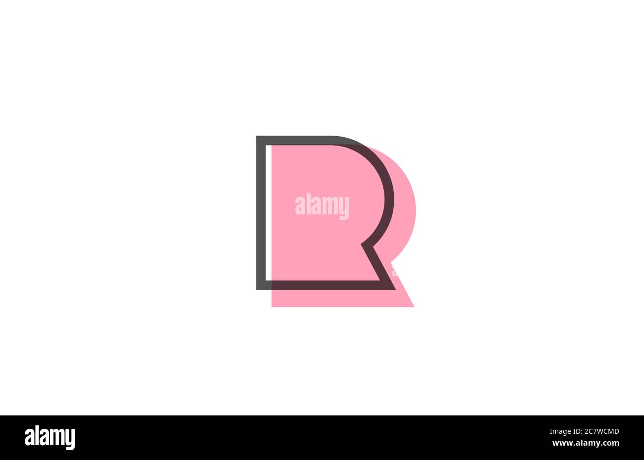 geometric R pink black line alphabet letter logo icon for company ...