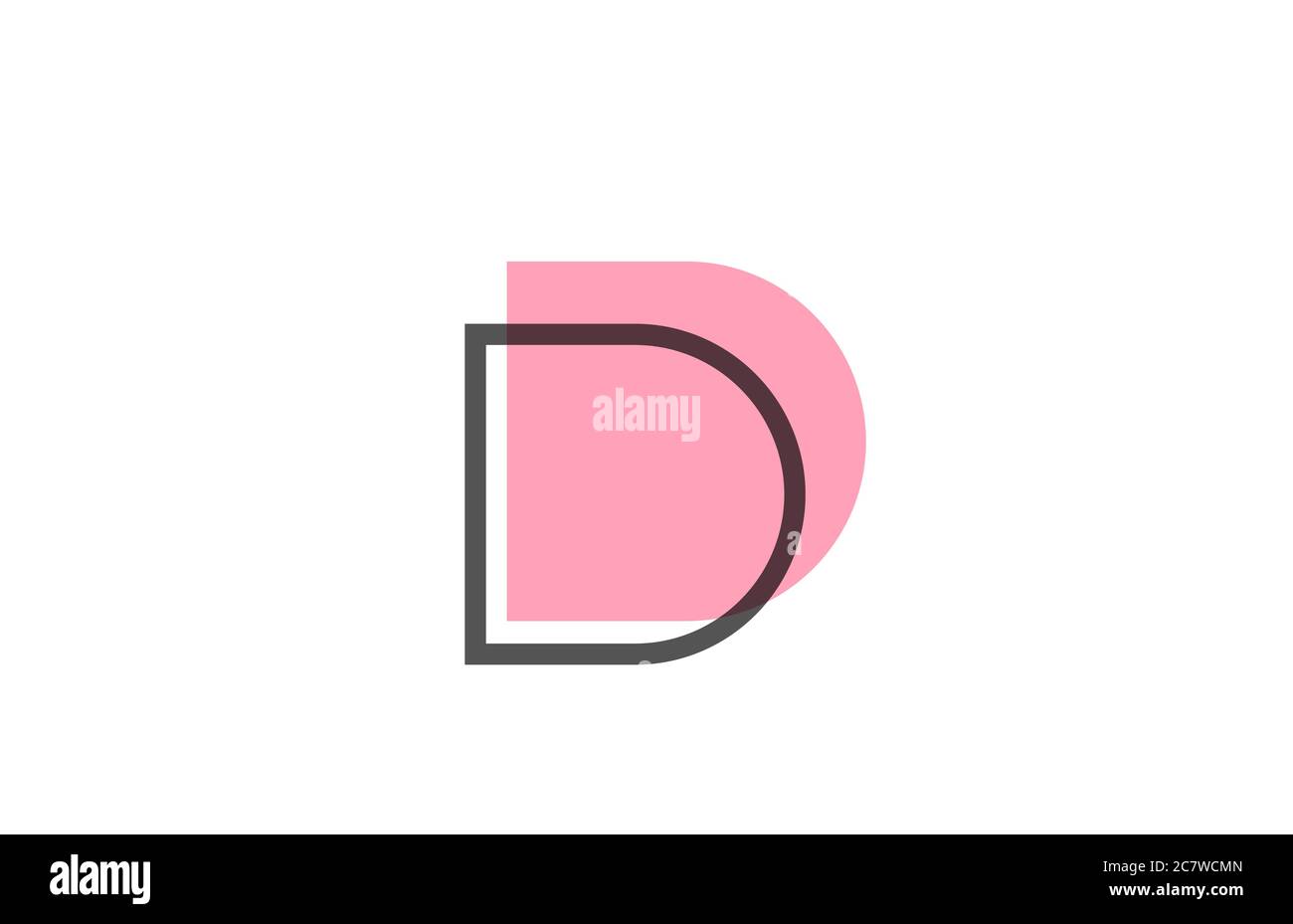 geometric D pink black line alphabet letter logo icon for company ...