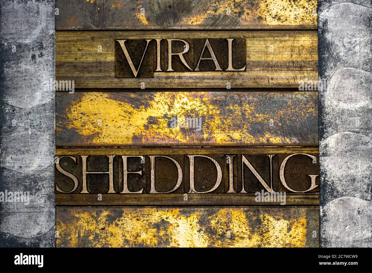 Viral Shedding text formed with real authentic typeset letters on ...