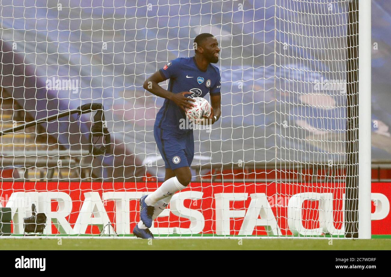 Chelsea's Antonio Rudiger celebrates scoring his side's third goal of ...