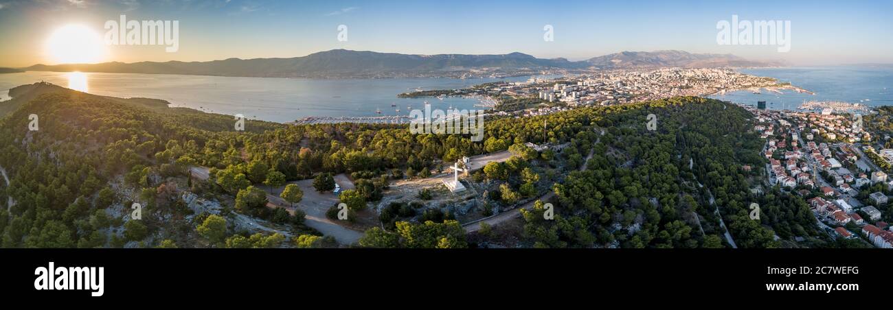 Split, Croatia - August 17 2019: A panoramic view of Split city taken ...