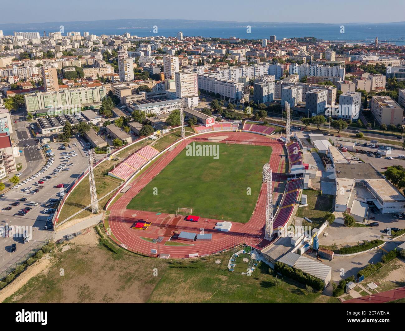 Split, Croatia - August 19 2019: An aerial view of Stadion Park Mladeži ...