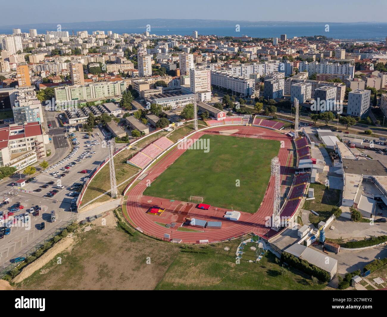 Split, Croatia - August 19 2019: An aerial view of Stadion Park Mladeži ...
