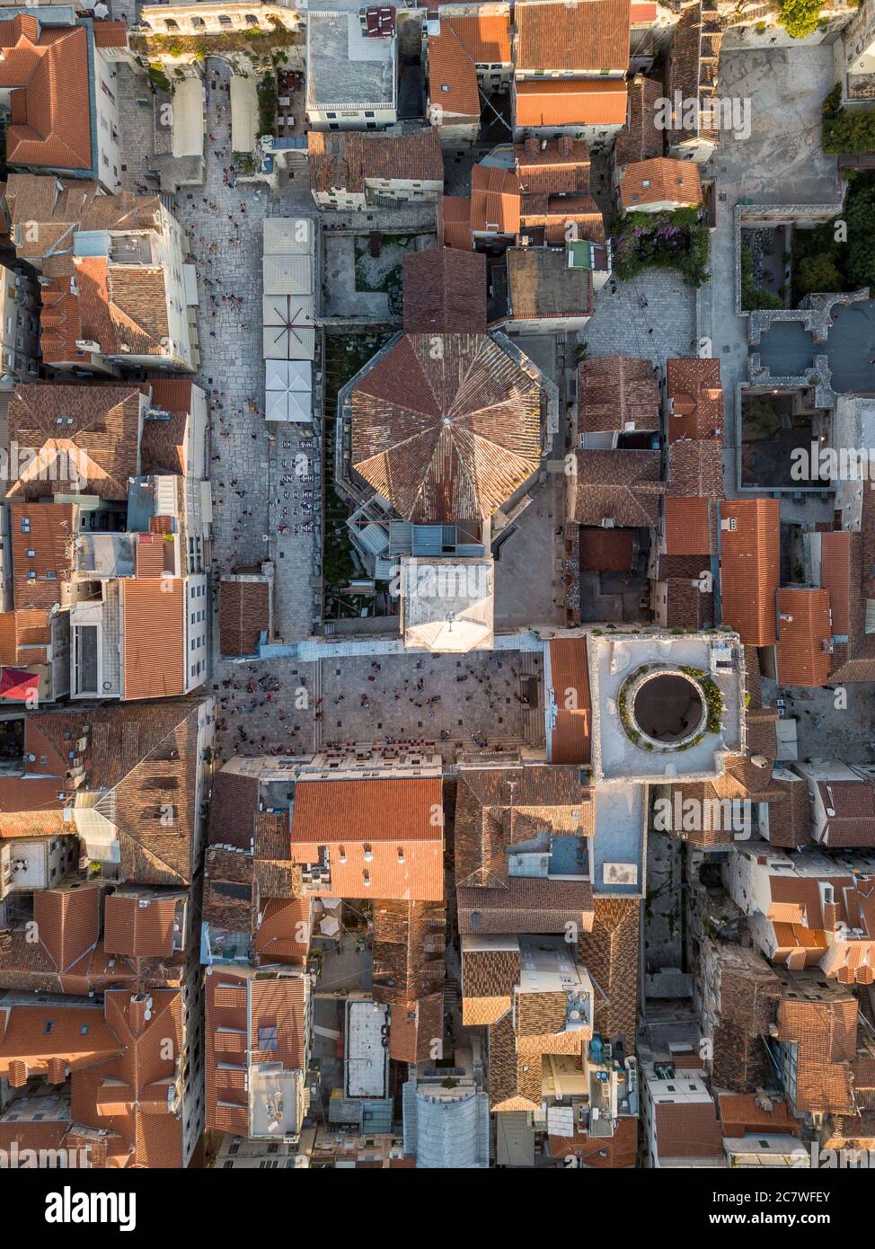 Split, Croatia - August 15 2019: A birds eye view of Split city centre ...