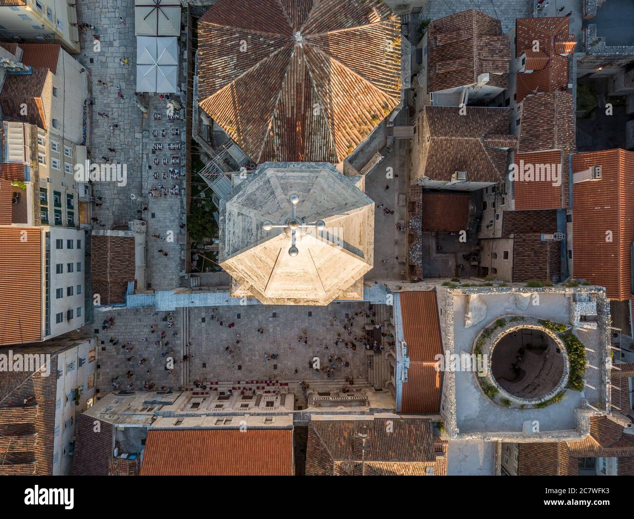 Split, Croatia - August 15 2019: A birds eye view of Split city centre ...