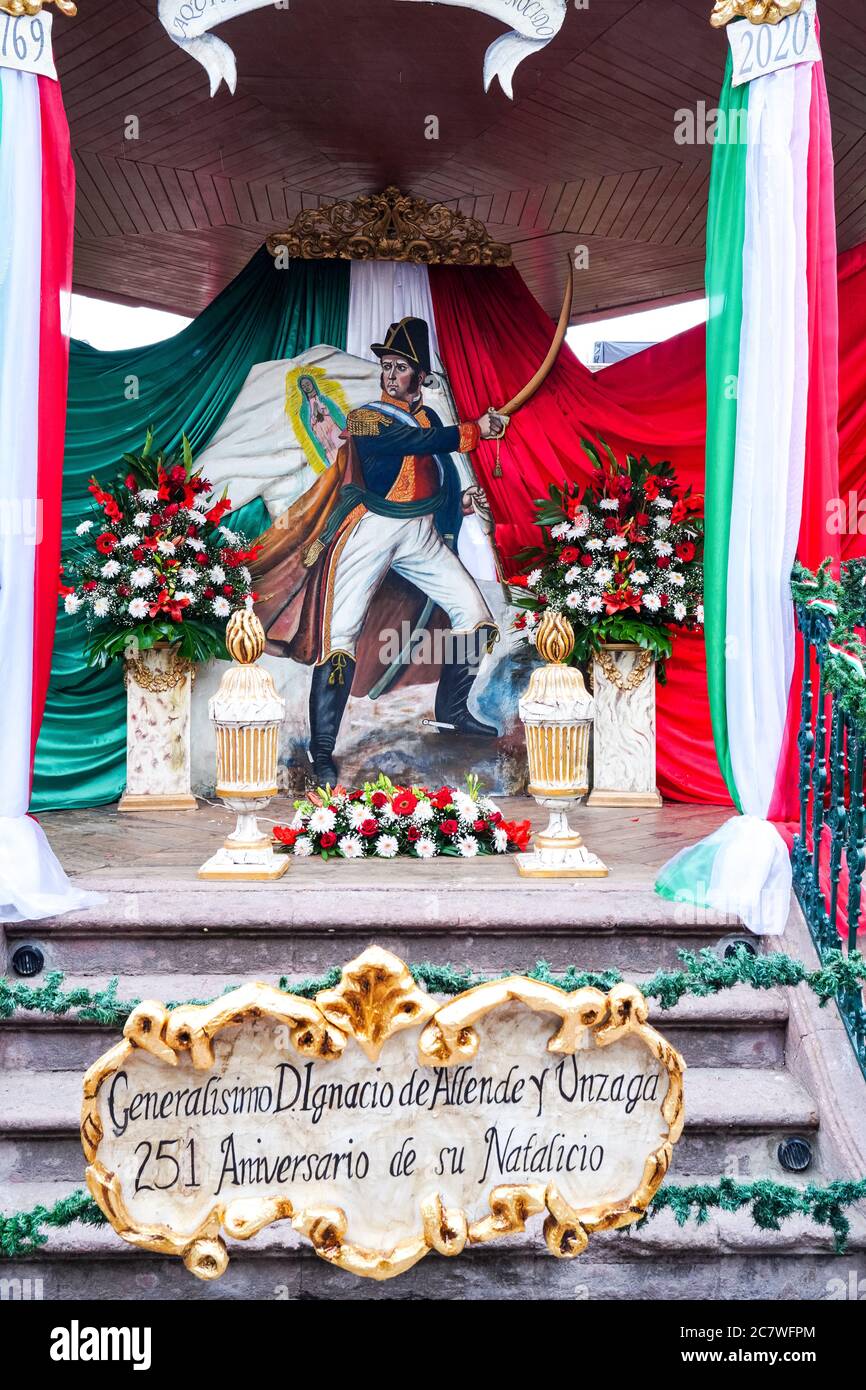 A shrine honoring Mexican Independence hero Ignacio Allende on display ...