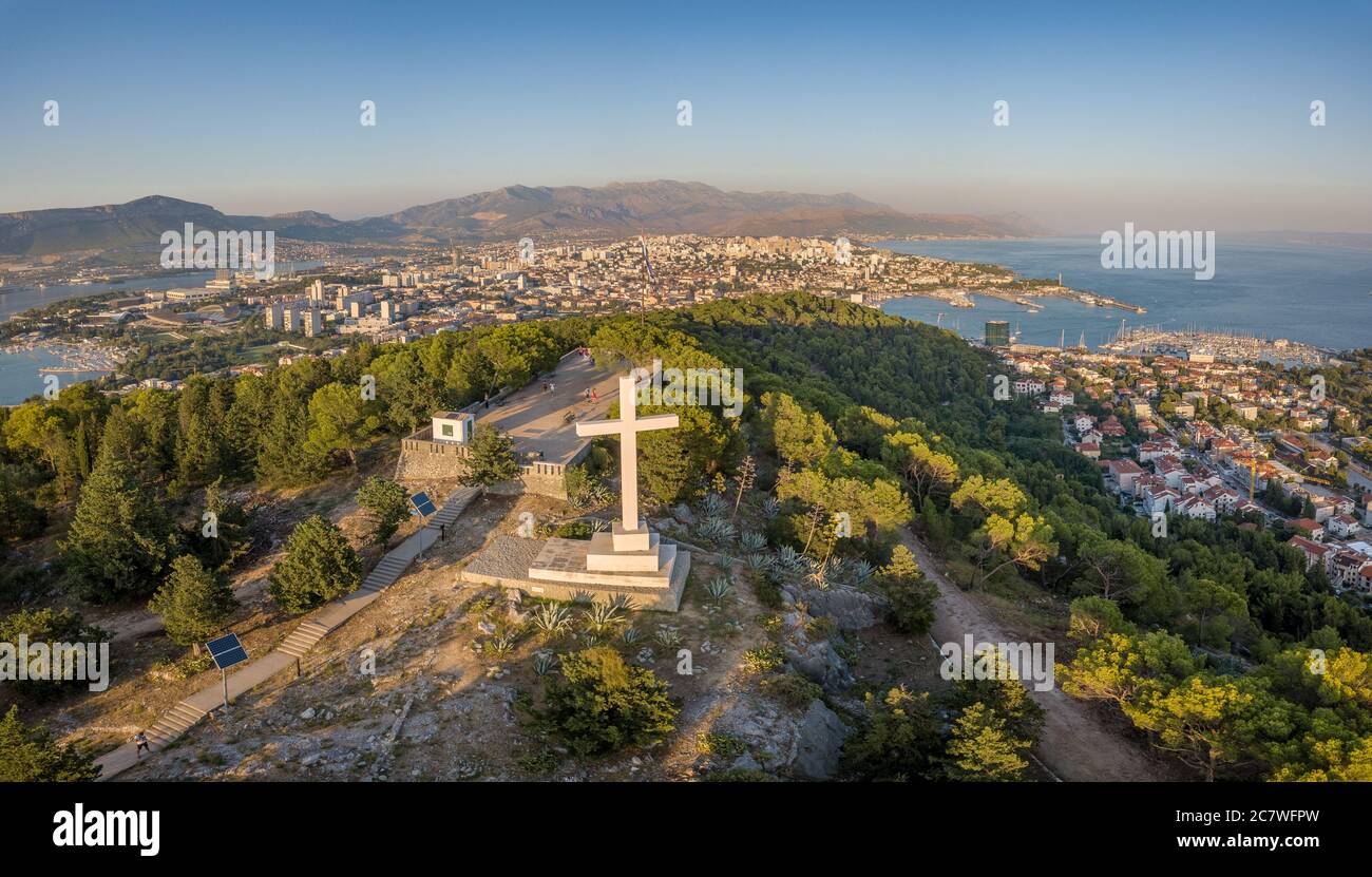 Split, Croatia - August 17 2019: A panoramic view of Split city taken ...