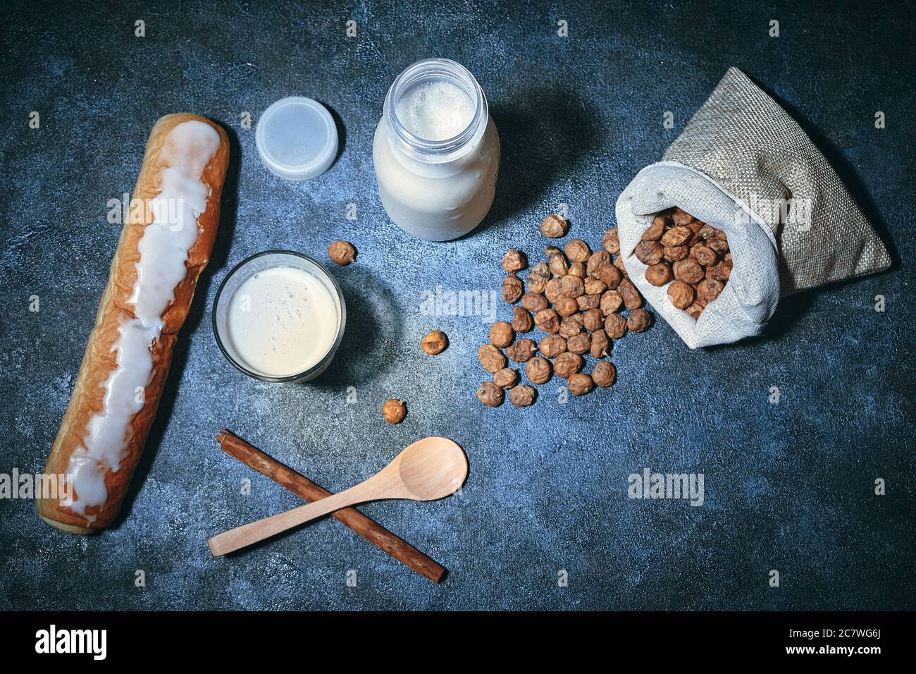 Typical spanish drink based on water, sugar and tuber called chufa ...