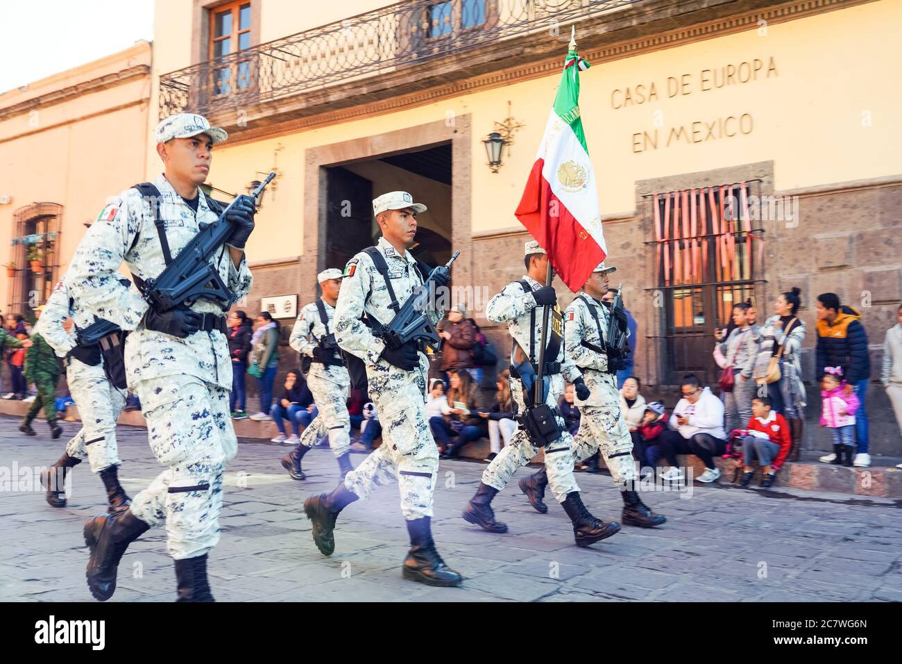 Members of the Mexican National Guard march in a parade to celebrate ...