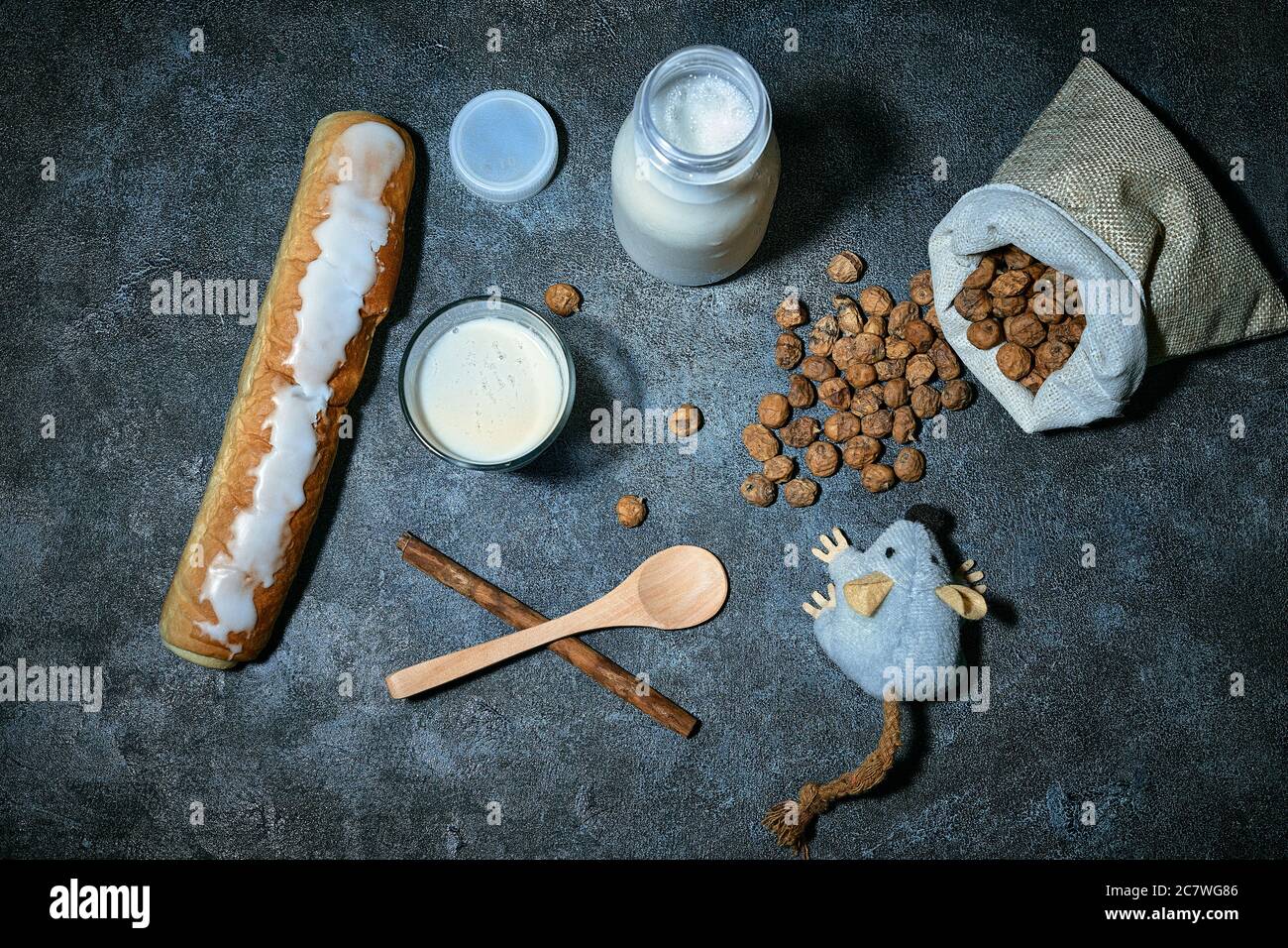 Typical spanish drink based on water, sugar and tuber called chufa ...