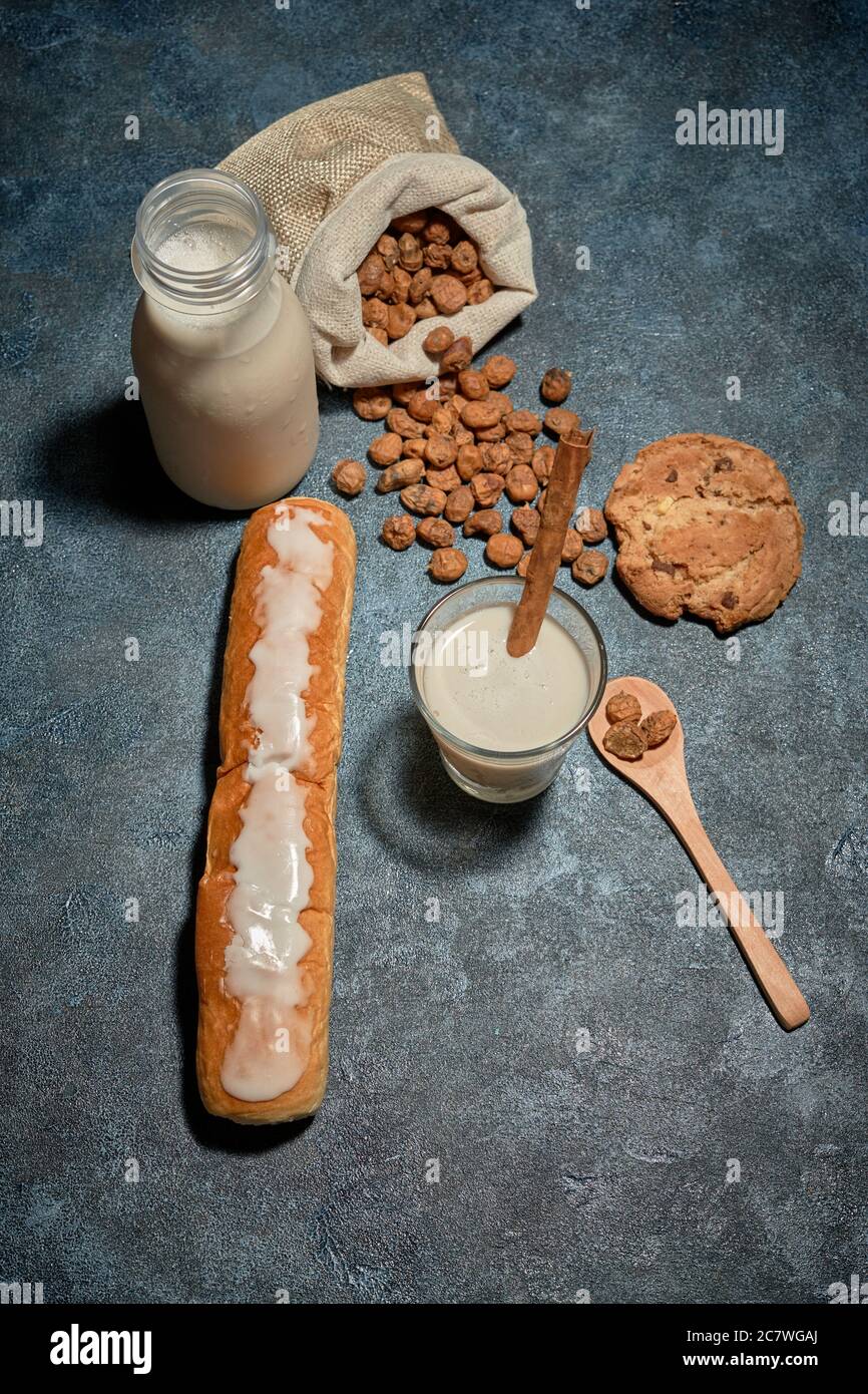 Typical spanish drink based on water, sugar and tuber called chufa ...