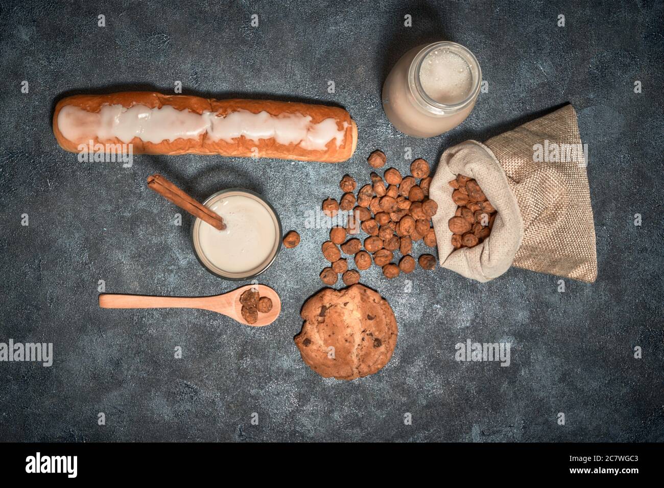 Typical spanish drink based on water, sugar and tuber called chufa ...