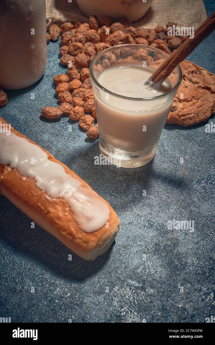 Typical spanish drink based on water, sugar and tuber called chufa ...