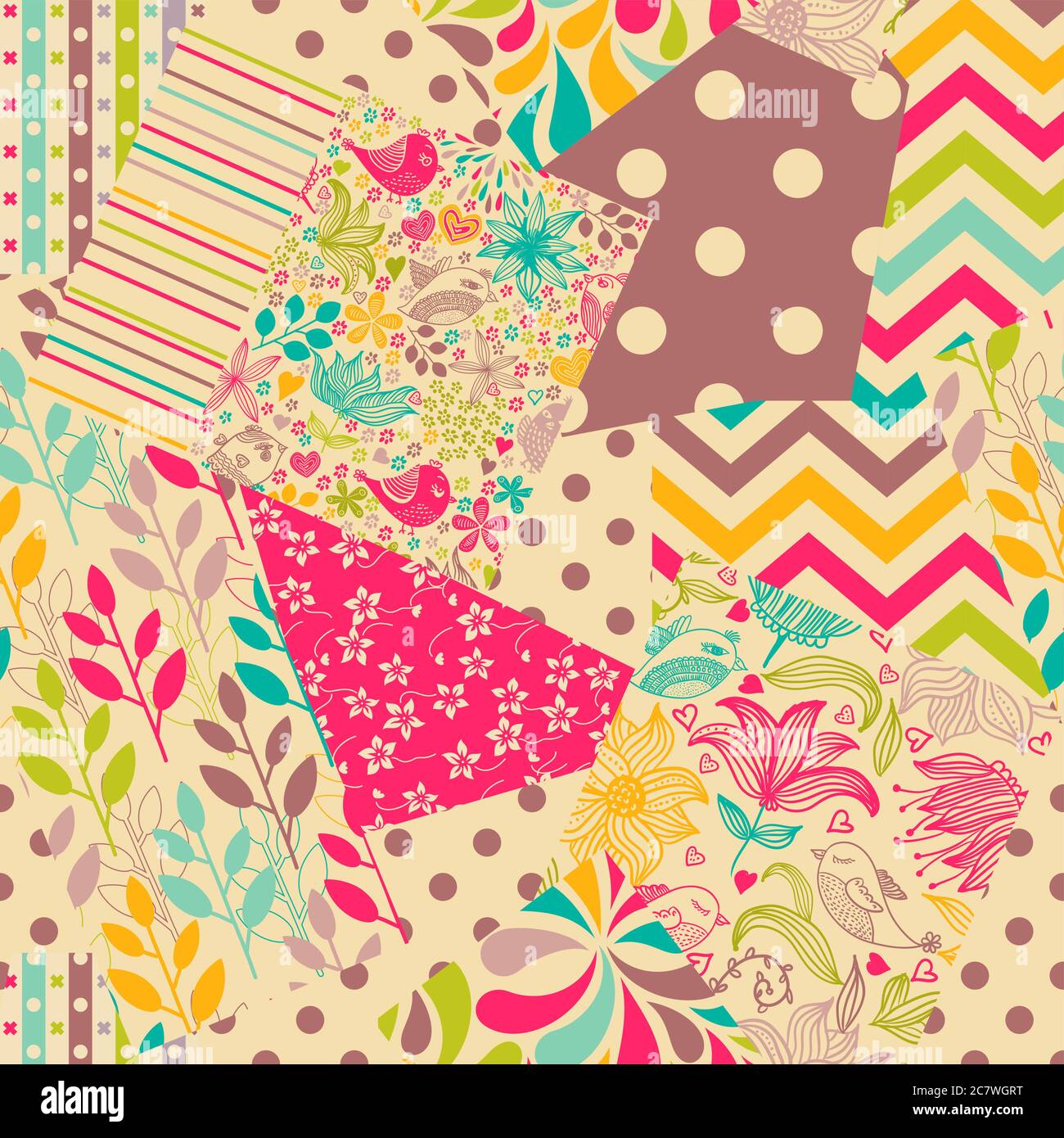 Seamless abstract colorful patchwork pattern. Vintage decorative ...