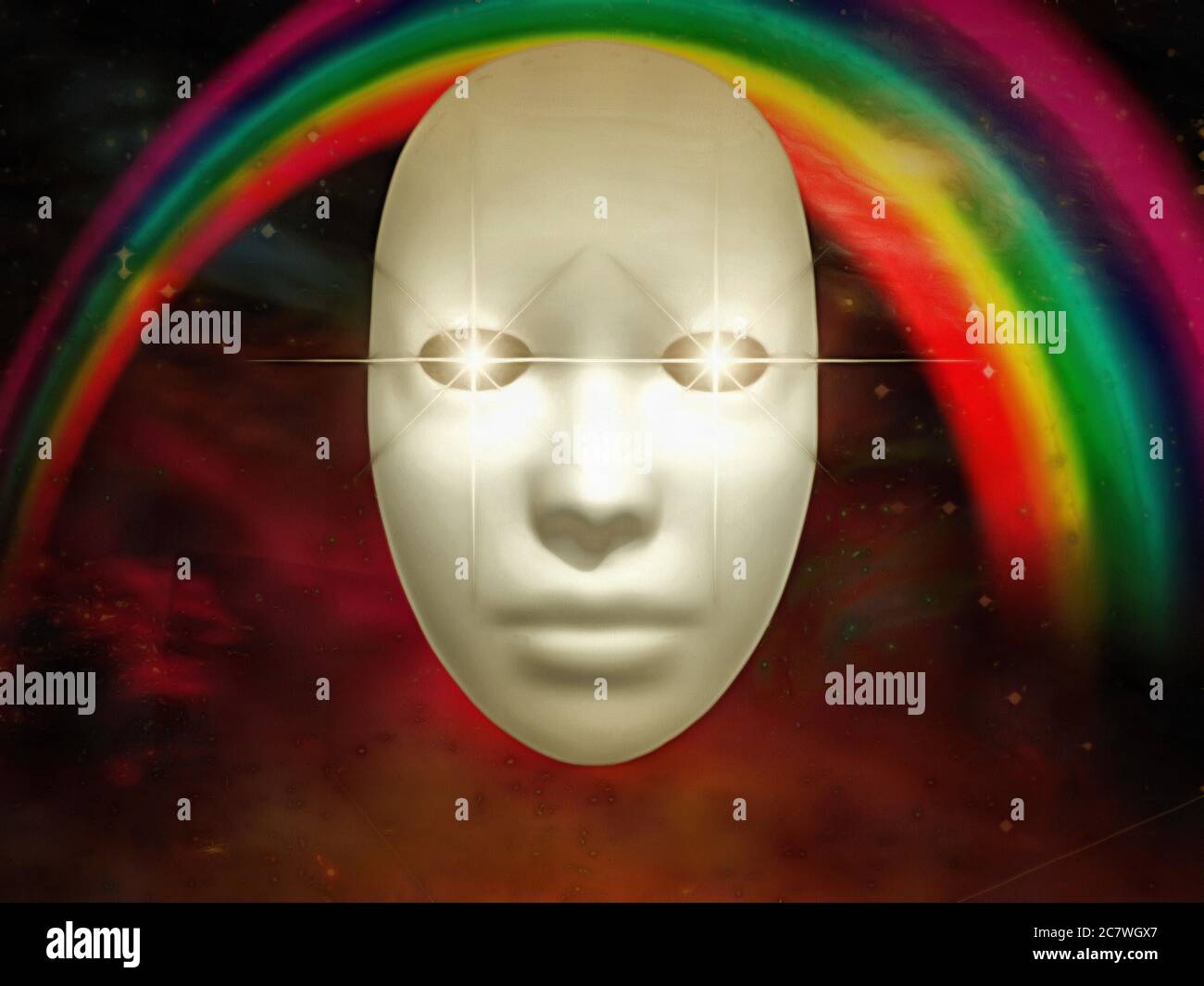 White mask with rainbow Stock Photo - Alamy