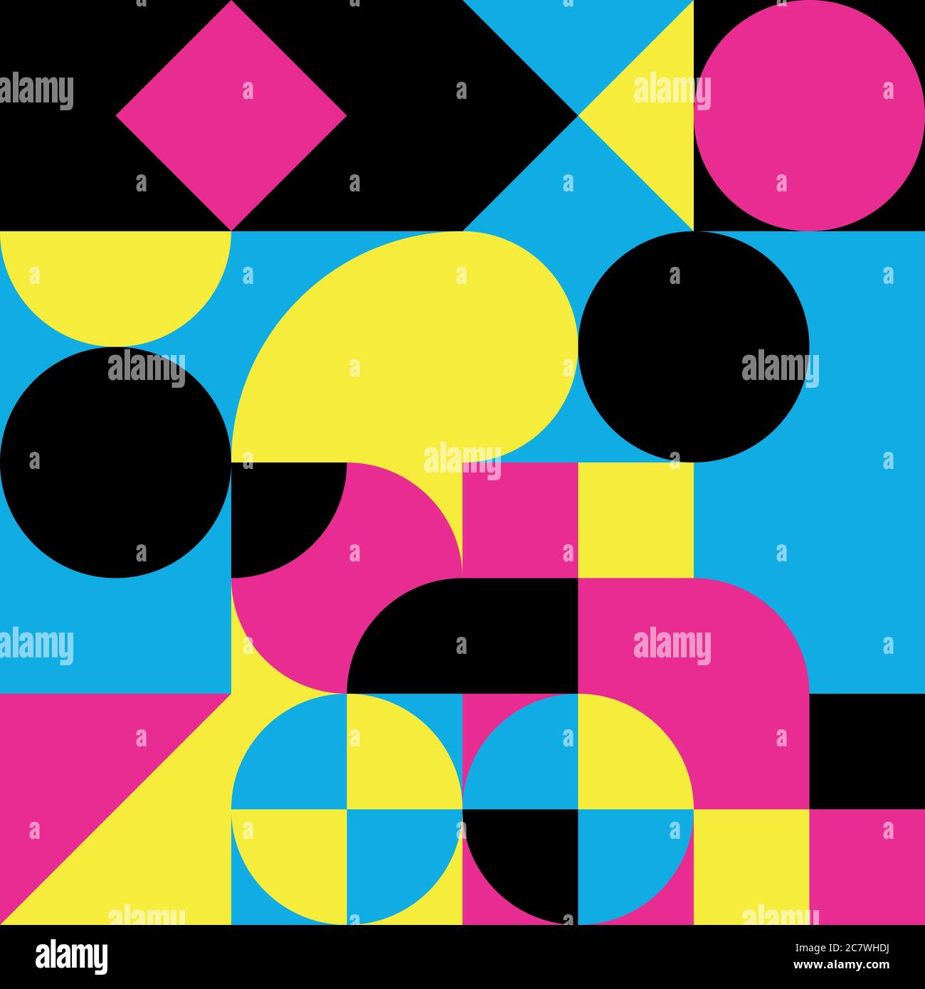 Abstract Geometric Retro Design Vector Seamless Pattern In Cmyk Colors