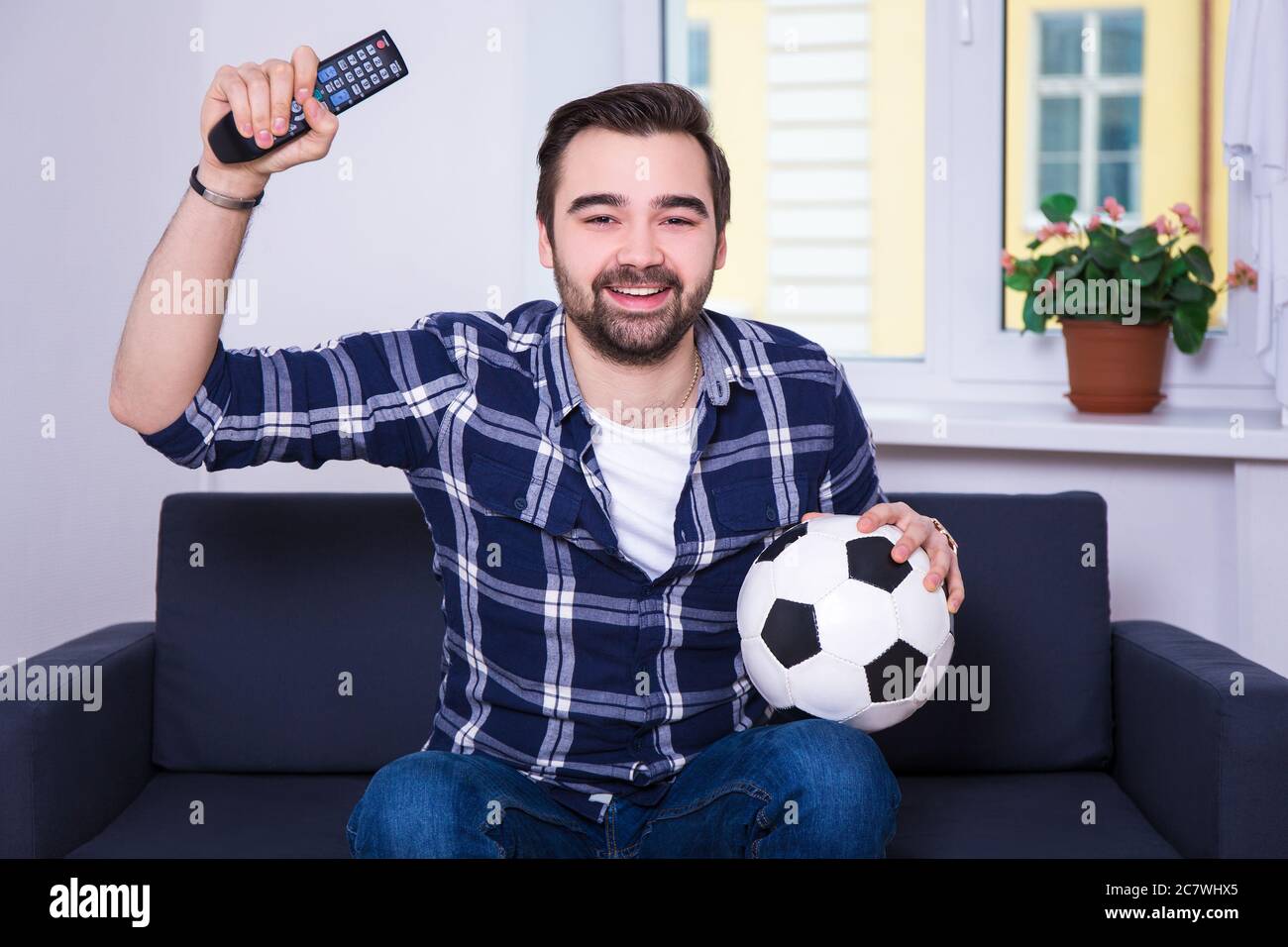 Man Watching Football On Television High Resolution Stock Photography ...