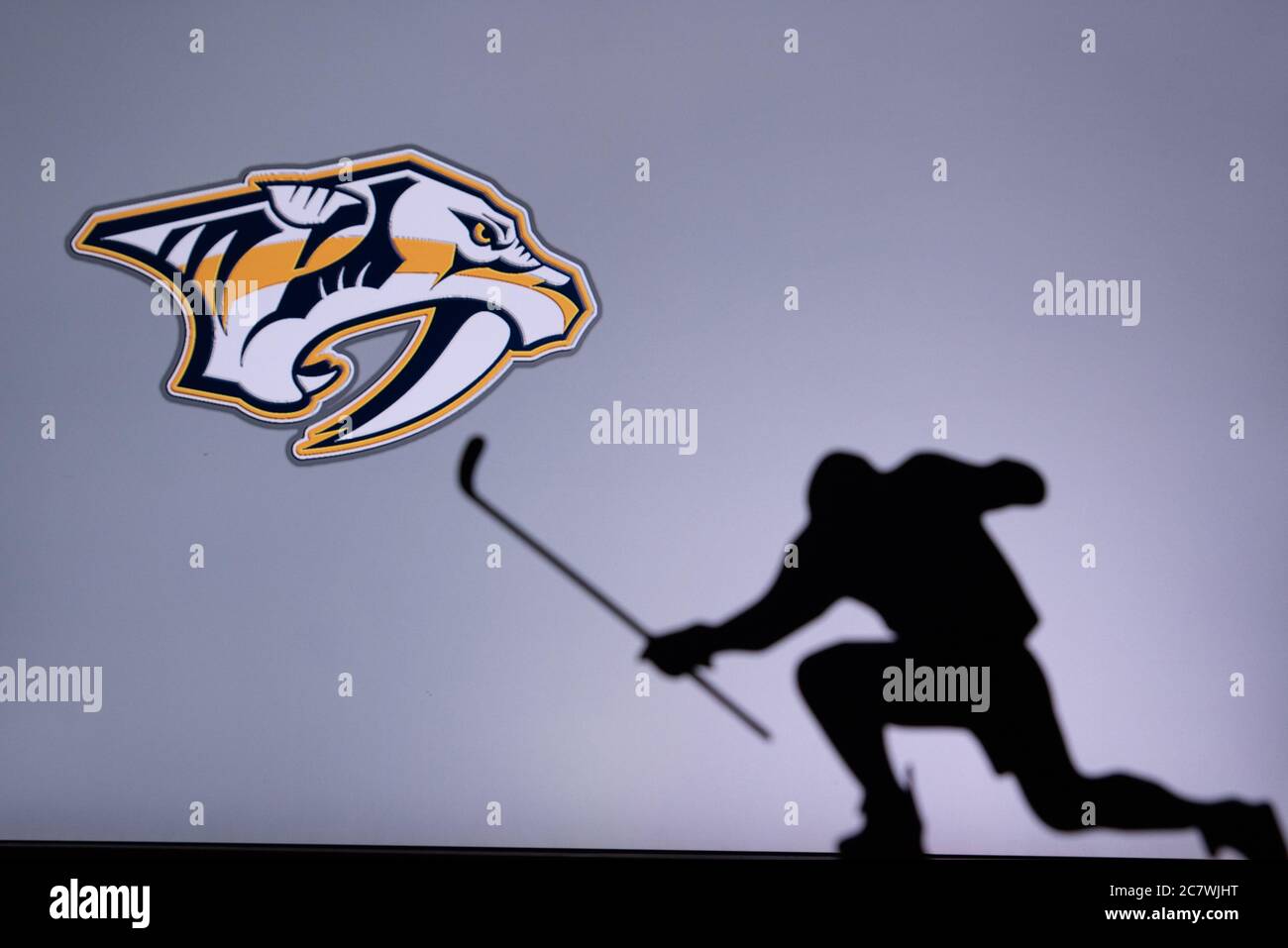 TORONTO, CANADA, 17. JULY: Nashville Predators Logo. Professional NHL ...