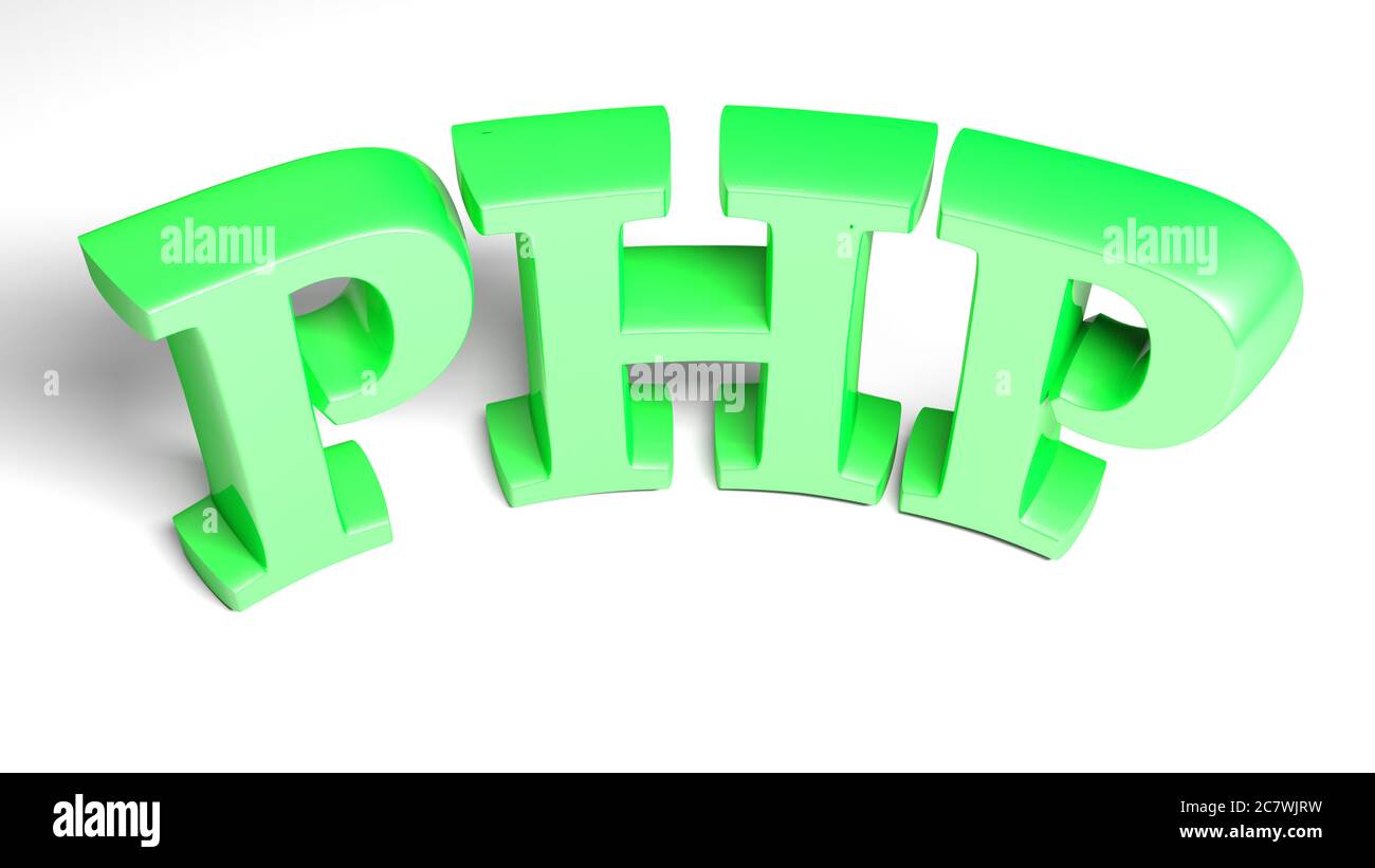 PHP green bent write isolated on white background - 3D rendering ...