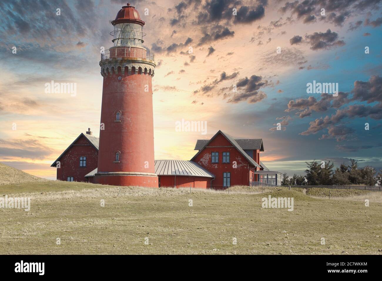 Beautiful scenery of the Bovbjerg Lighthouse in Lemvig, Denmark Stock ...