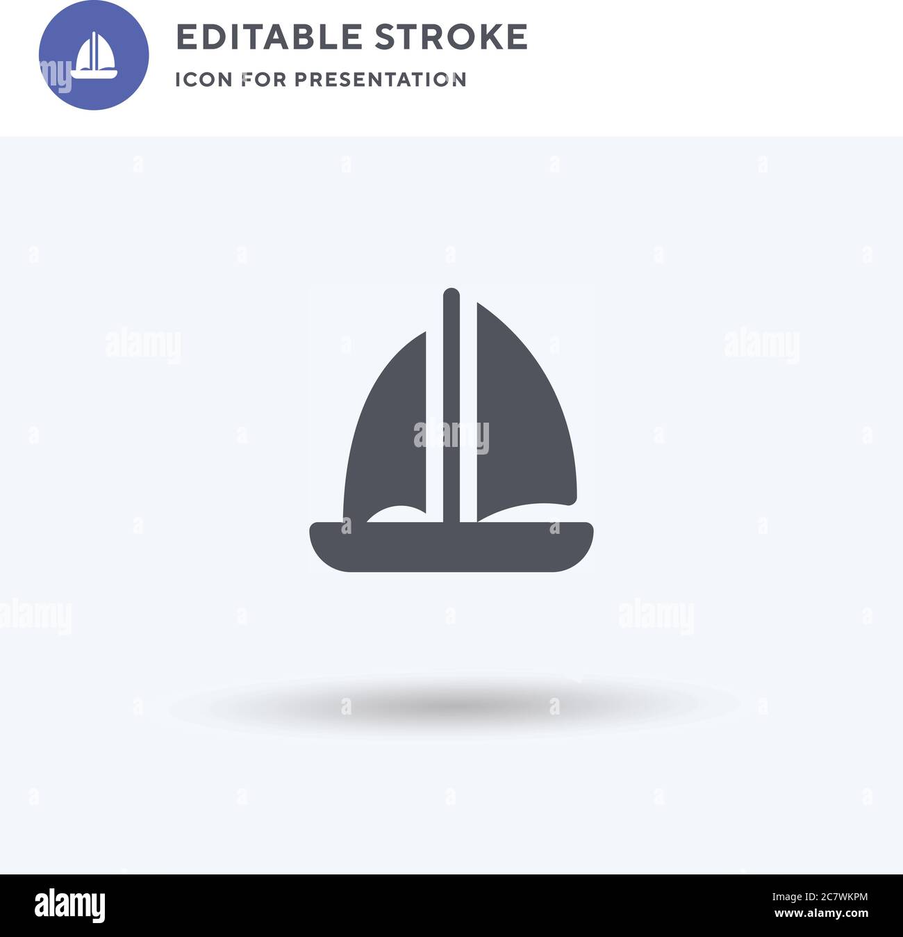 Sailing Boat icon vector, filled flat sign, solid pictogram isolated on ...