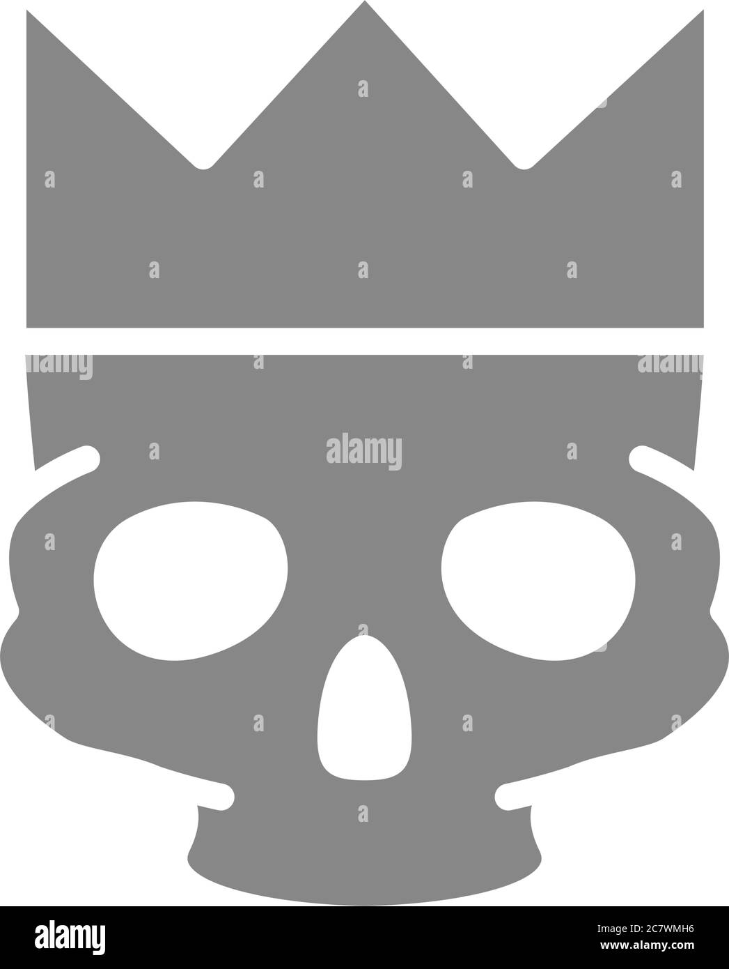 Human skull with crown grey icon. Tattoo sketch, cranium symbol Stock ...