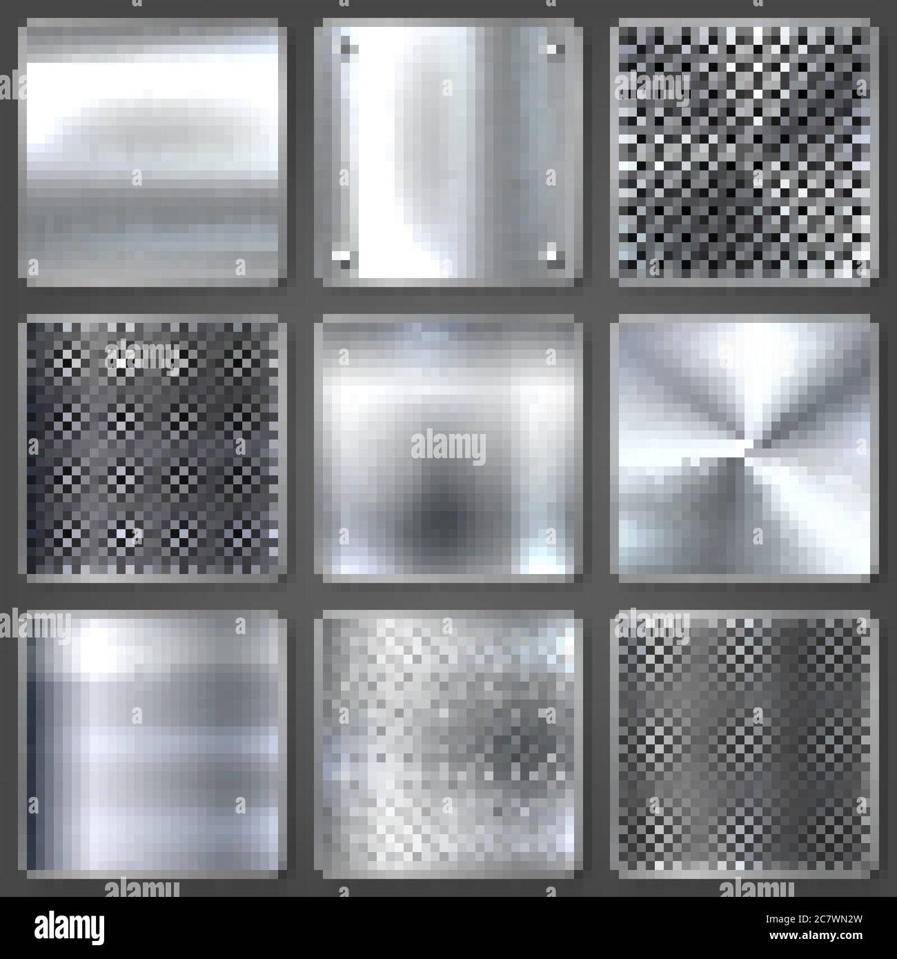 Realistic brushed metal textures set. Polished stainless steel ...