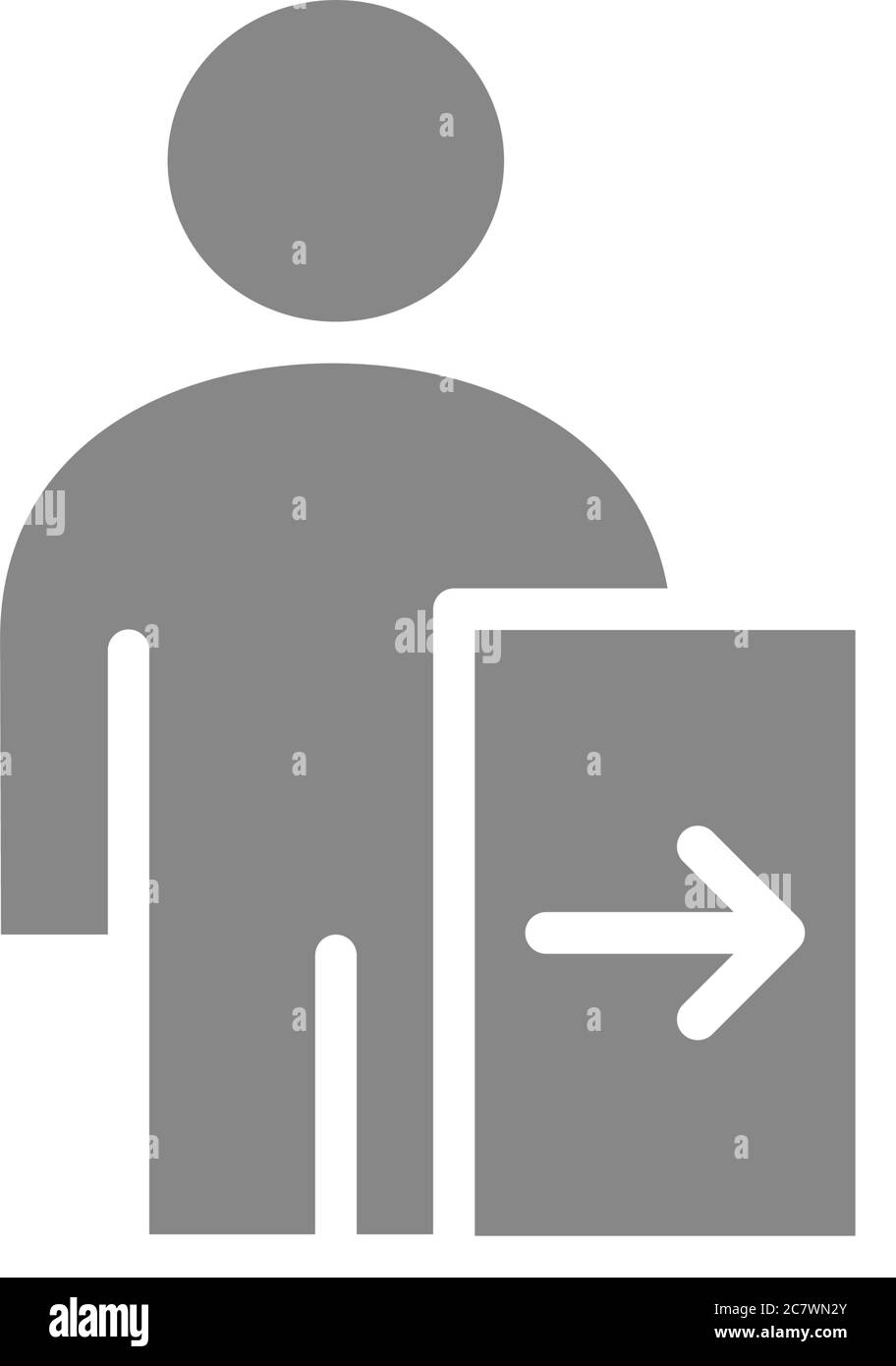 User profile with exit sign gray icon. Public navigation symbol Stock ...
