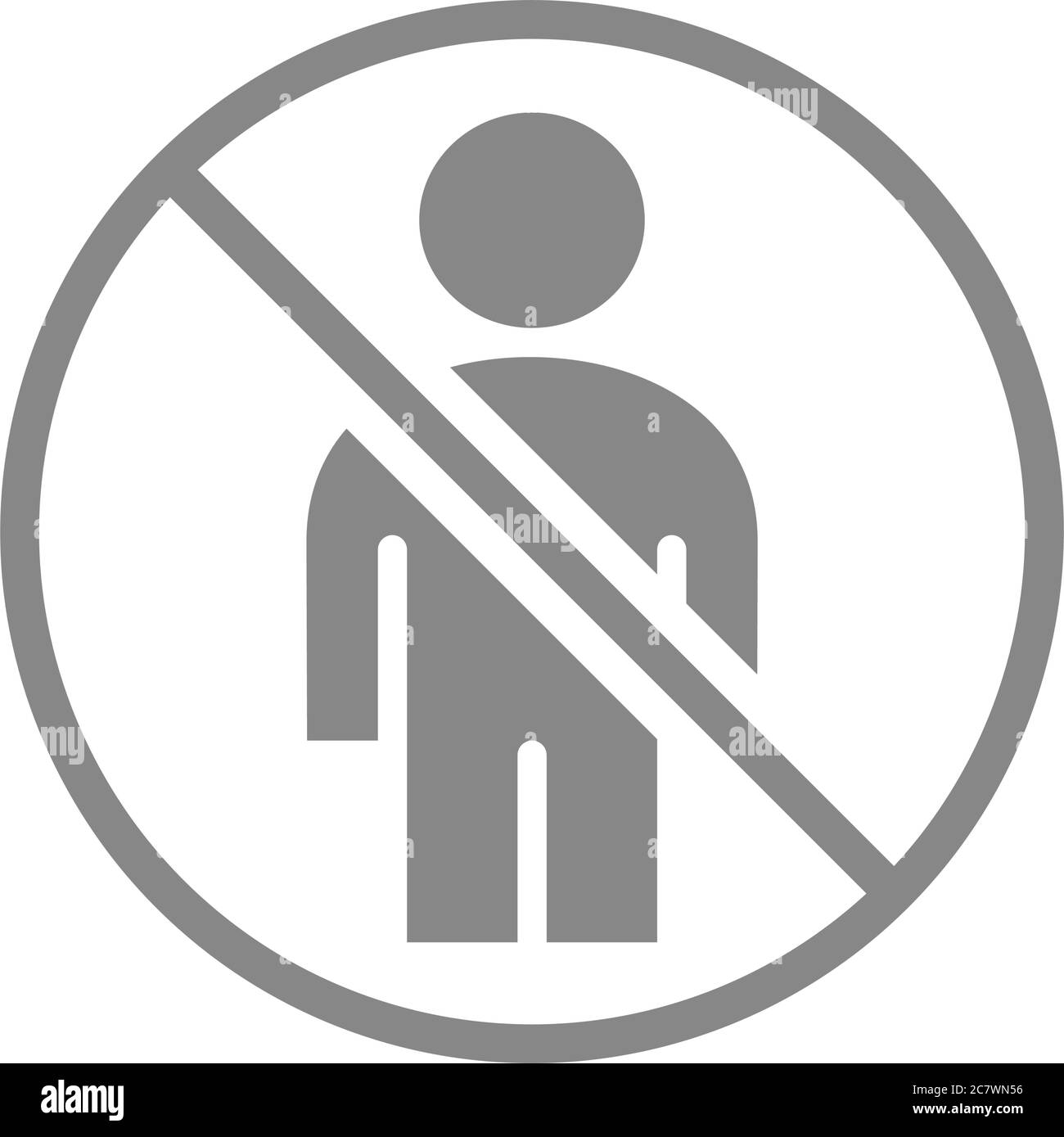 Forbidden sign with a user profile gray icon. Public navigation, no man ...