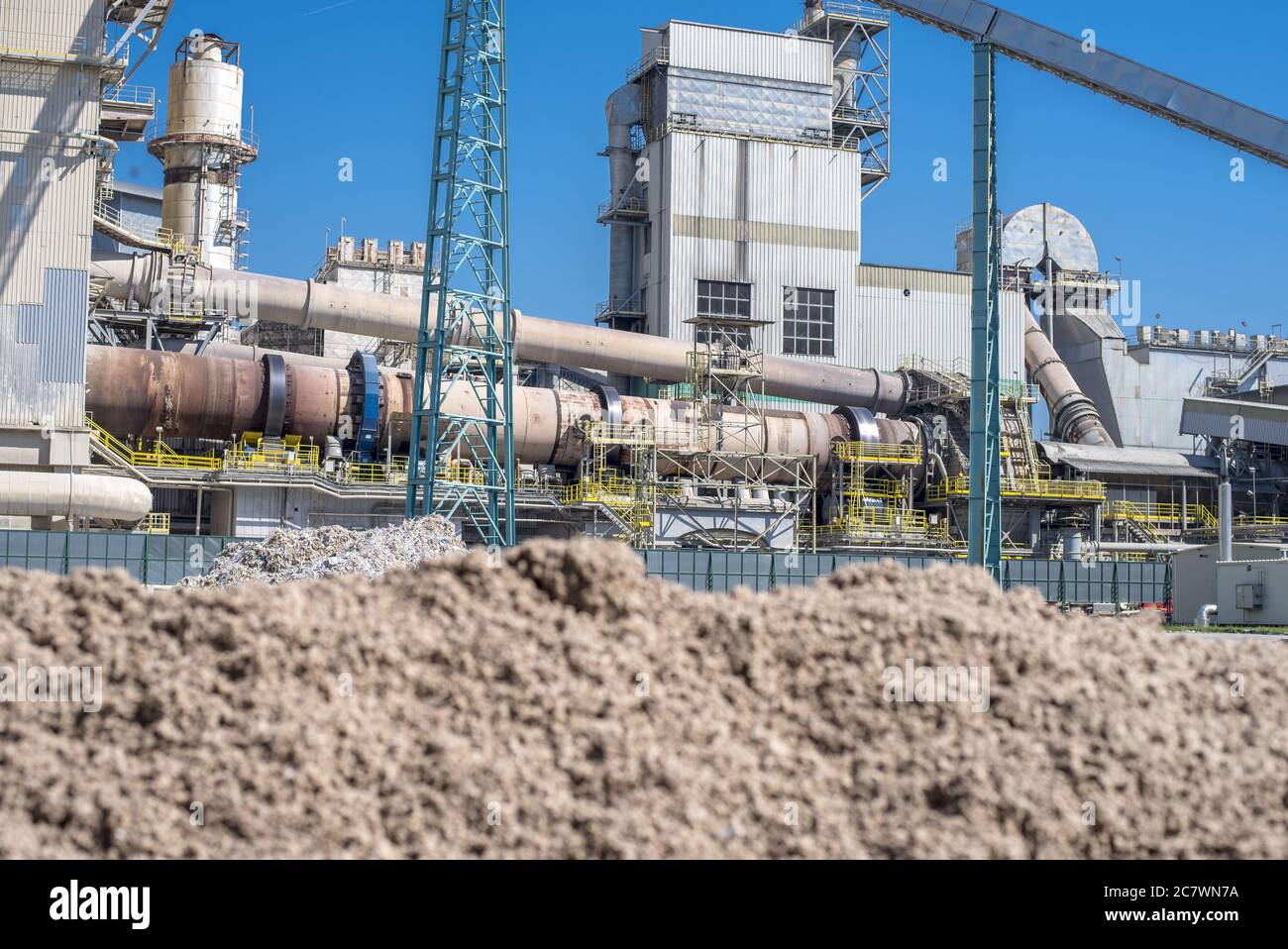 Huge pile of waste paper used as an alternative fuel in rotary kiln in ...