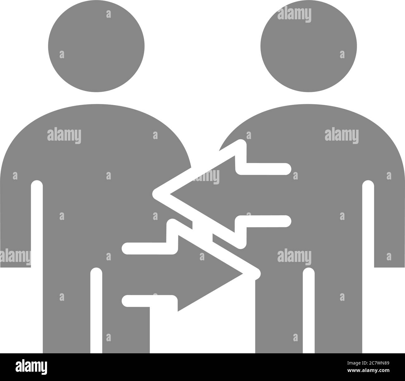 Two user profile with arrows gray icon. Exchange workers, staff ...