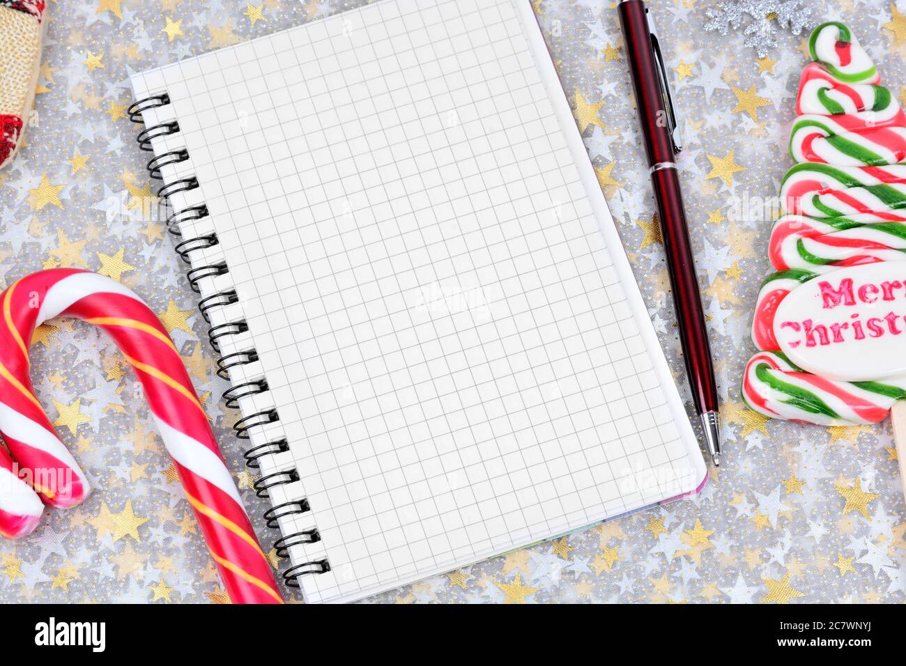 Letter for Santa on notebook page on shiny table Stock Photo - Alamy
