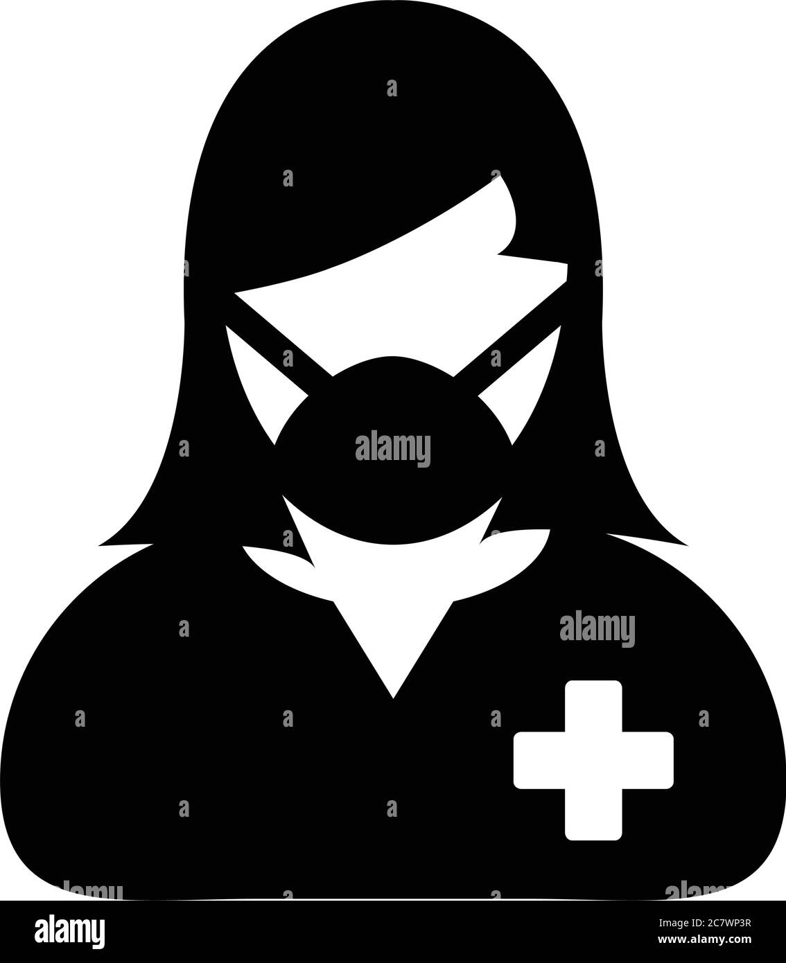 Patient icon vector with face mask person profile female user avatar ...