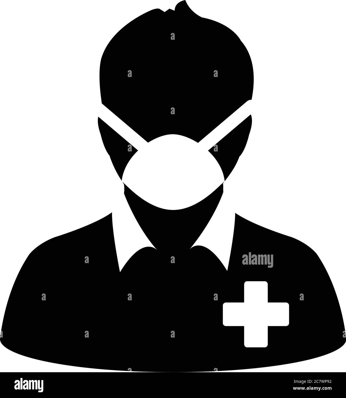 Medical mask icon vector with patient person profile male user avatar ...