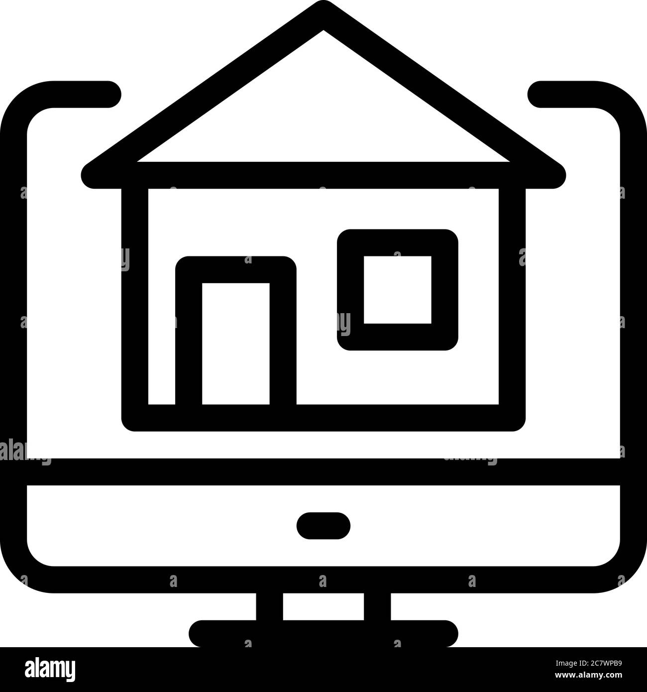 house on computer display icon vector outline illustration Stock Vector ...