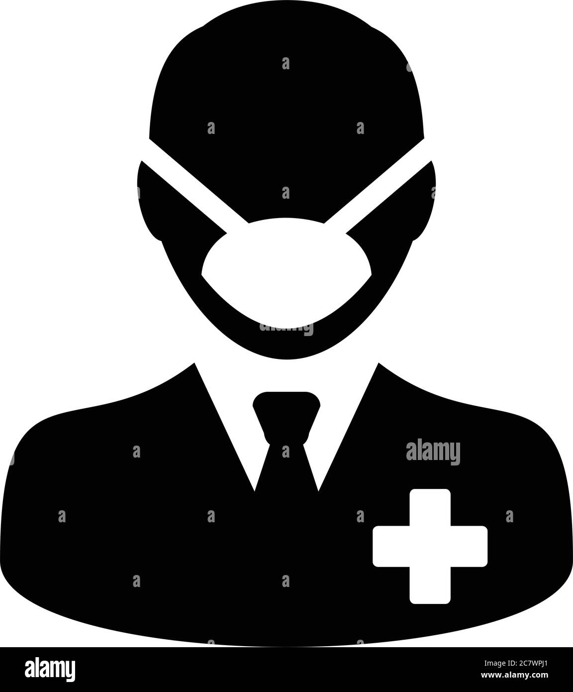 Surgical face mask icon vector with patient person profile male user ...
