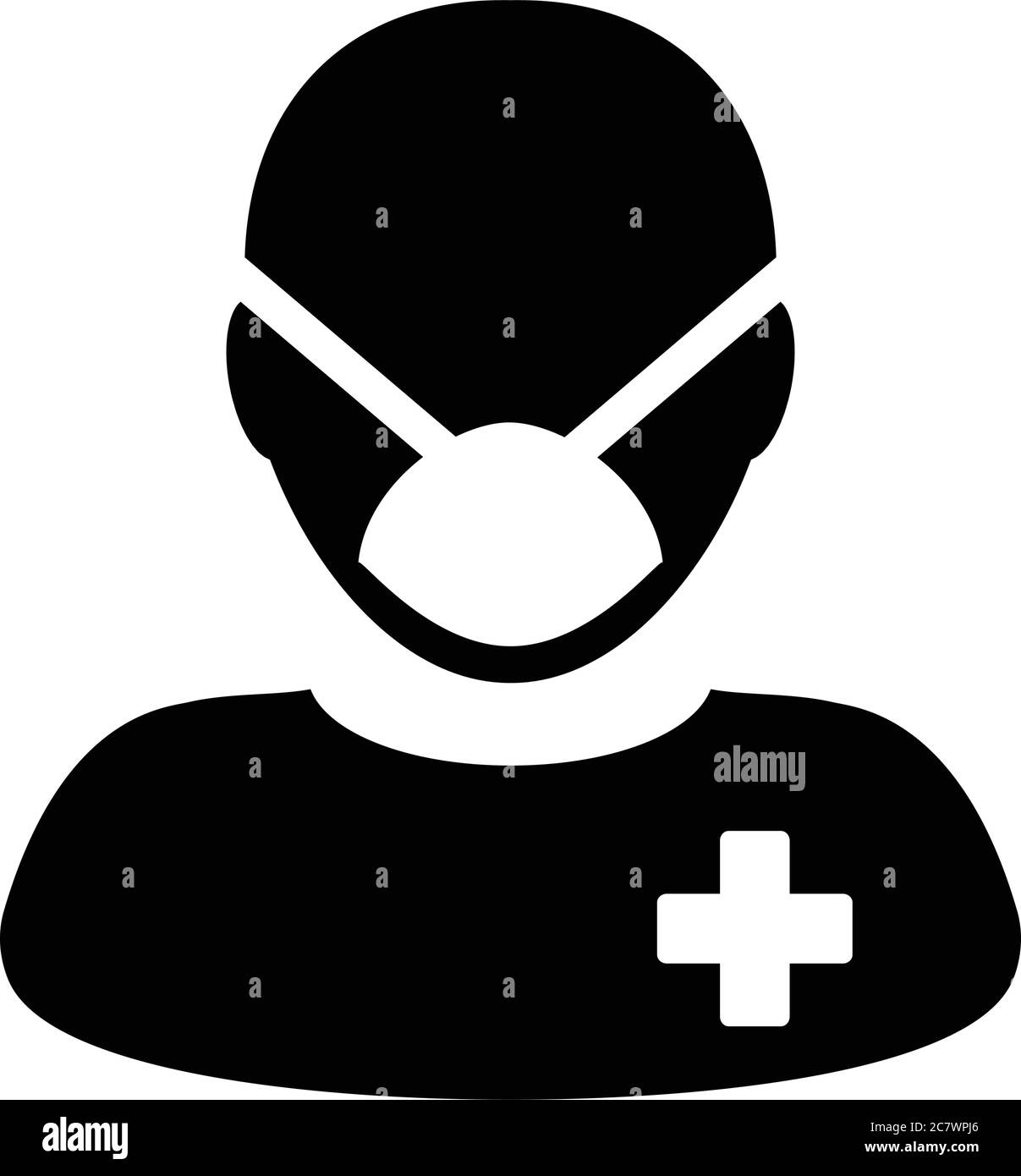 Human icon vector with face mask patient person profile male user ...