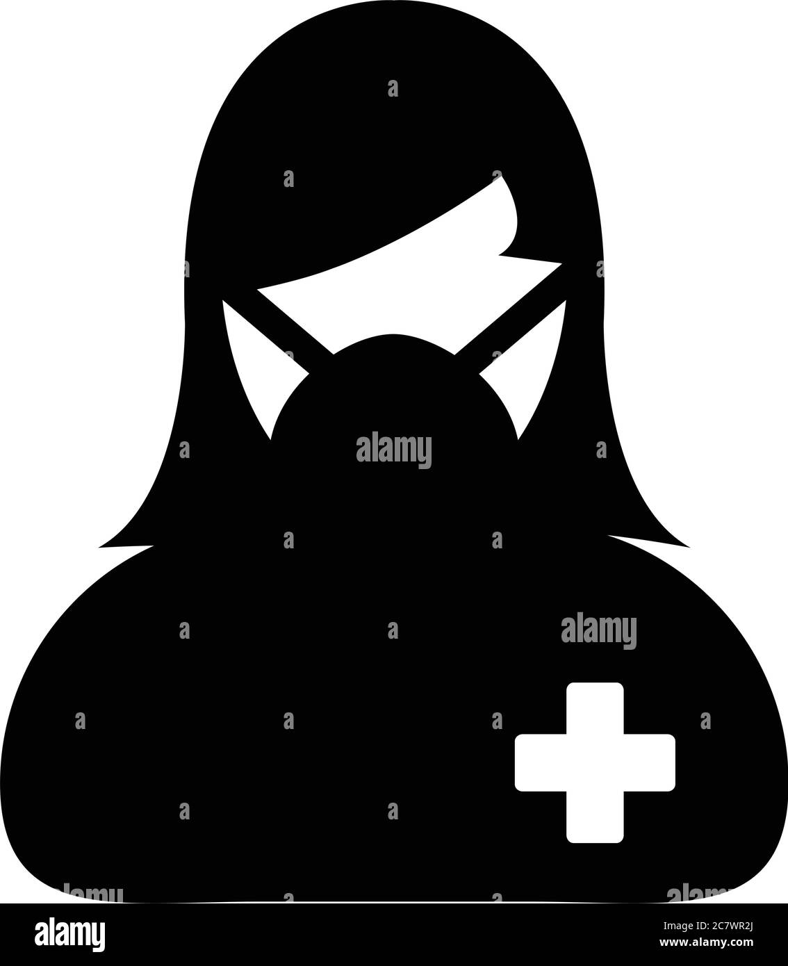 Facial mask icon vector with patient person profile female user avatar ...