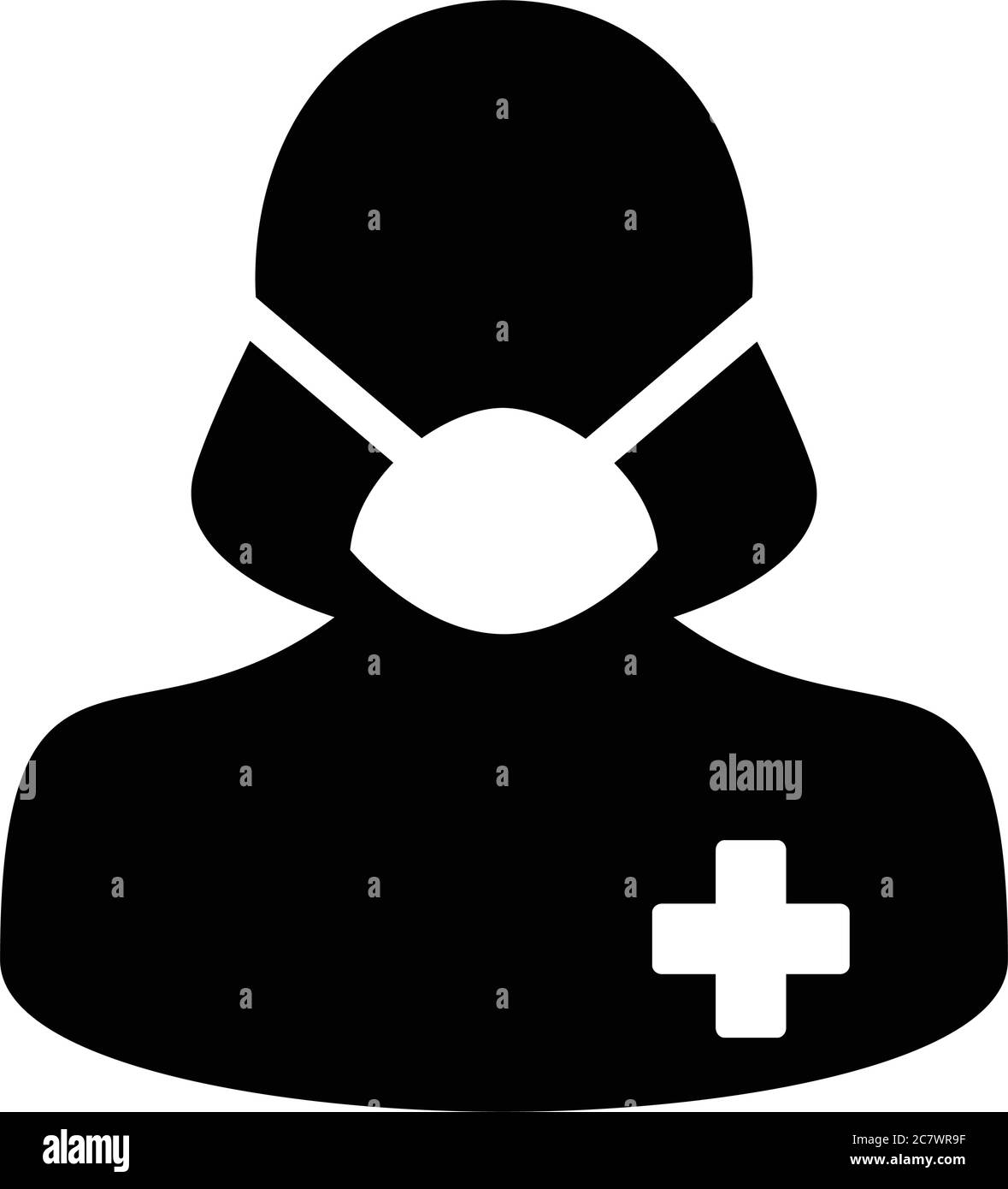Medical mask icon vector with patient person profile female user avatar ...