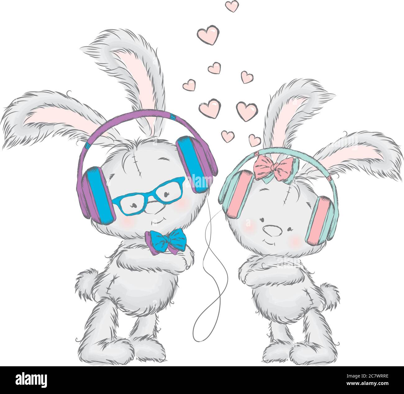 Cute bunny with headphones and sunglasses. Rabbit vector Stock Vector ...