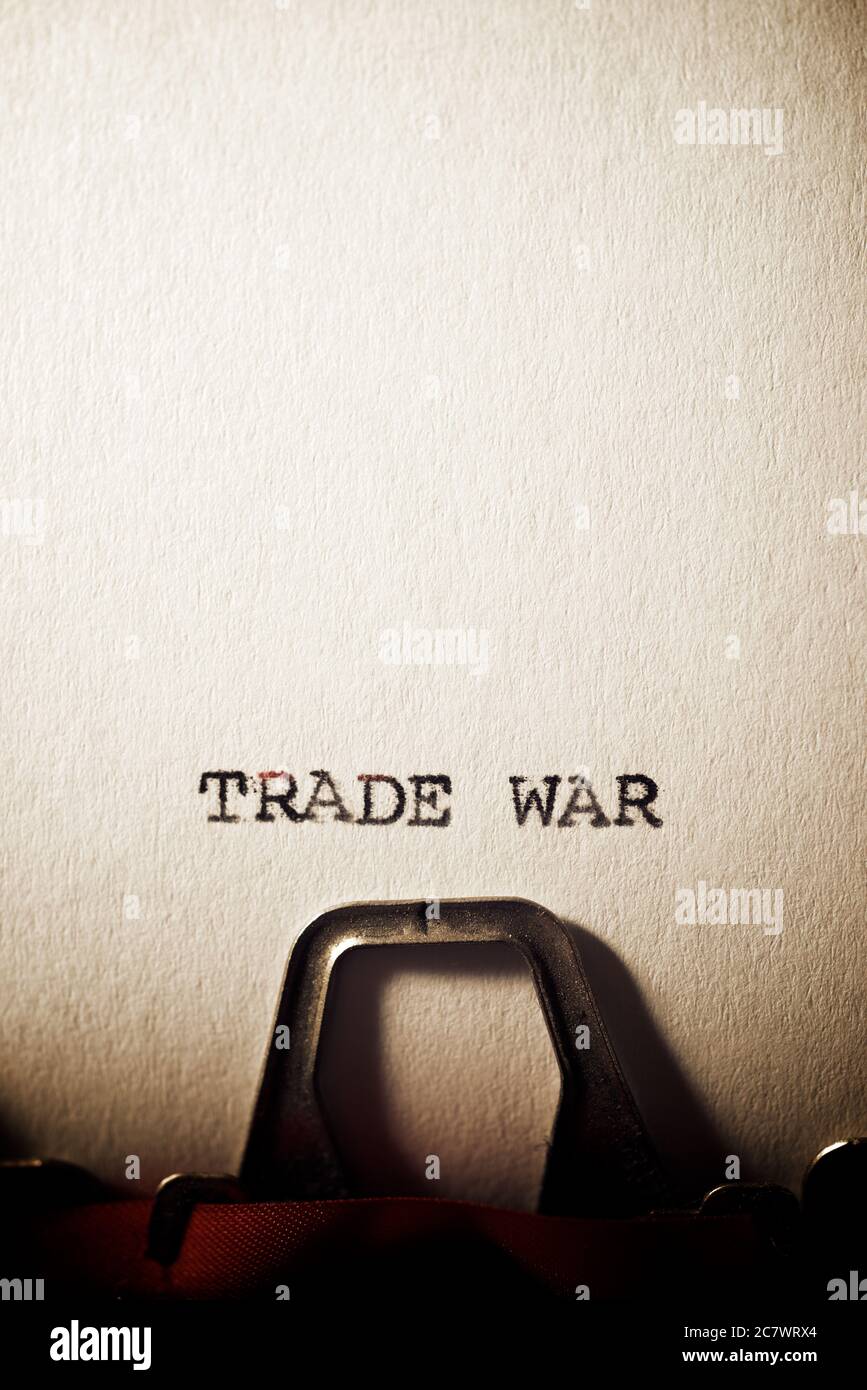 Trade war text written with a typewriter Stock Photo - Alamy
