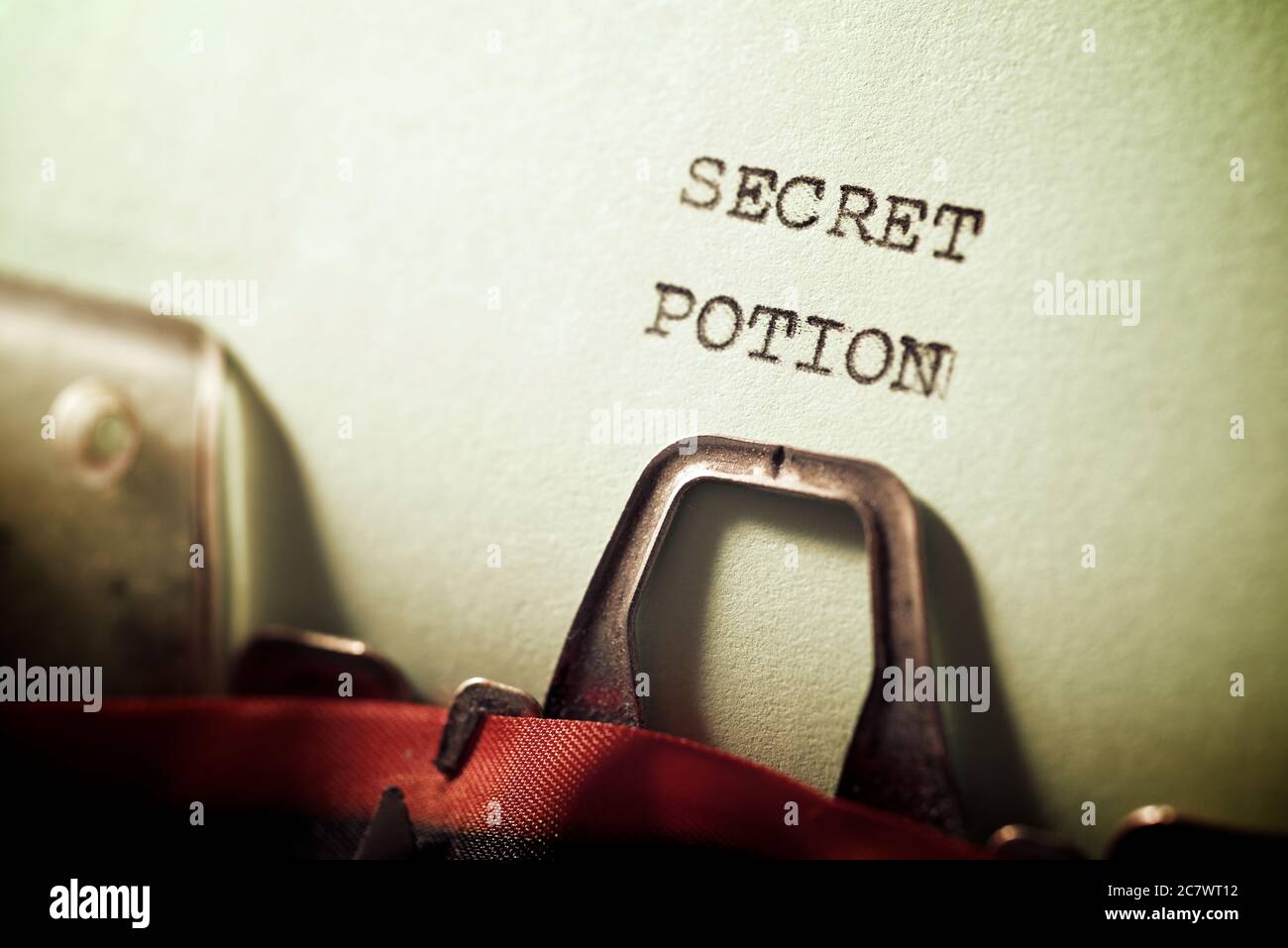 Secret potion text written with a typewriter Stock Photo - Alamy