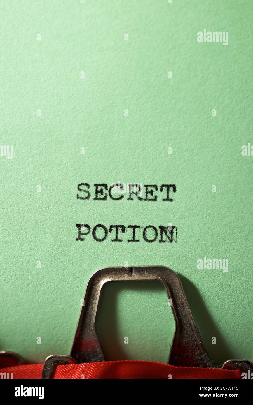 Secret potion text written with a typewriter Stock Photo - Alamy