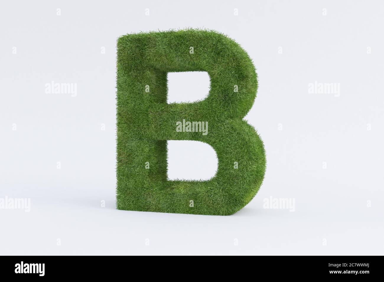 3d rendering of green grass letter B isolated on white background ...