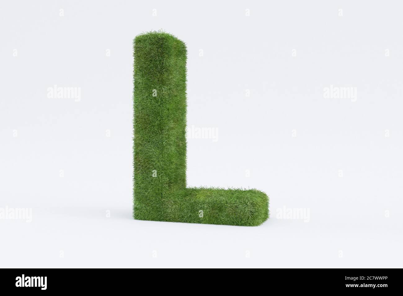3d rendering of green grass letter L isolated on white background ...
