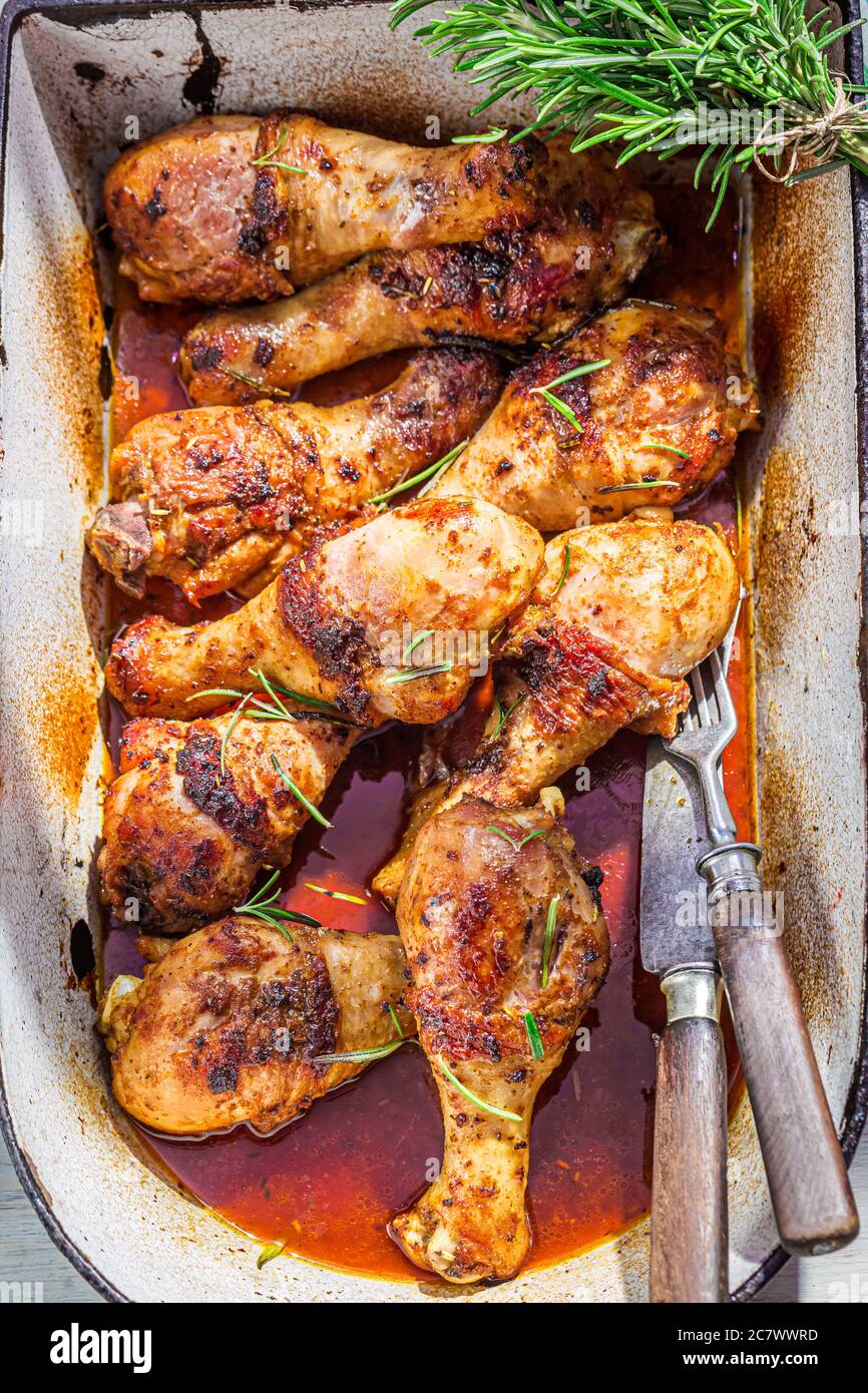 Top view of hot chicken legs with rosemary Stock Photo - Alamy