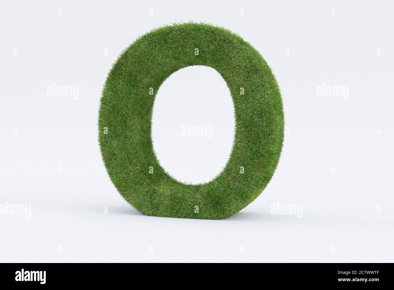 3d rendering of green grass letter O isolated on white background ...