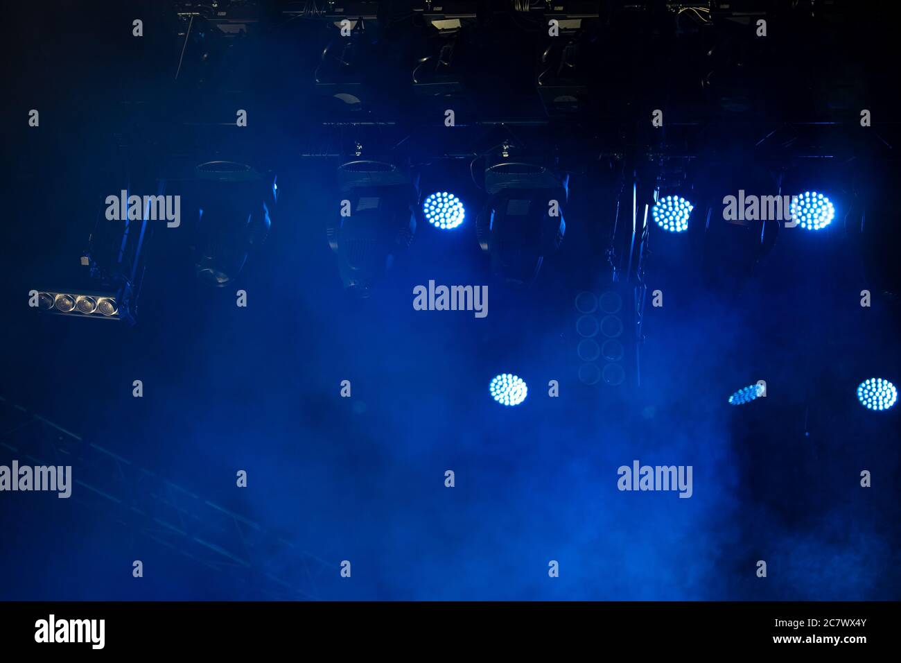 Stage light and smoke on stage, lighting and spotlights. Abstract ...